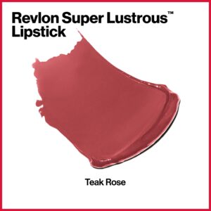 REVLON Lipstick, Super Lustrous Lipstick, Creamy Formula For Soft, Fuller-Looking Lips, Moisturized Feel in Berries, Teak Rose (445) 0.15 oz