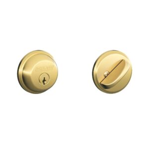 schlage lock co b60n505 single cylinder deadbolt door lock, bright brass