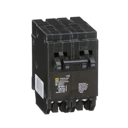 Square D by Schneider Electric HOMT2020230CP Square D Homeline, Double Pole Combination Tandem Circuit Breaker, Pack of 1, Black