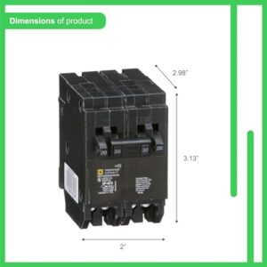 Square D by Schneider Electric HOMT2020230CP Square D Homeline, Double Pole Combination Tandem Circuit Breaker, Pack of 1, Black