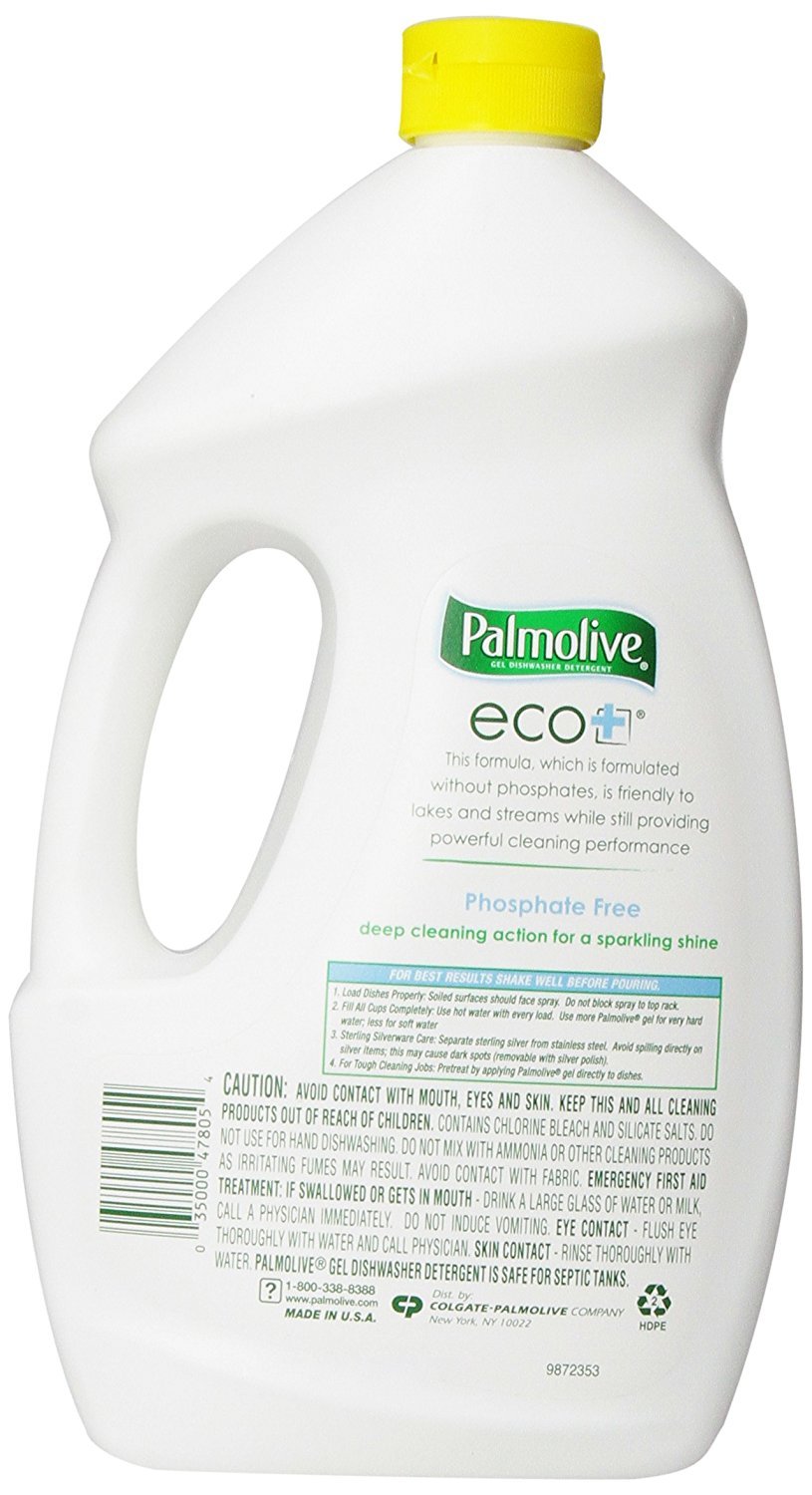 Palmolive Eco Dishwasher Detergent Gel, Lemon Splash - 45 ounce (Pack of 3) - Packaging May Vary