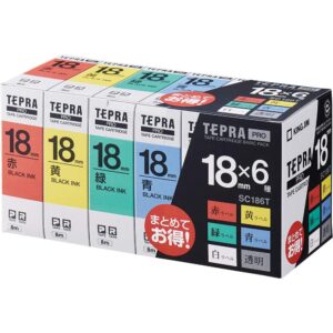 king jim sc186t tepra pro basic pack tape cartridge, 0.7 inches (18 mm)