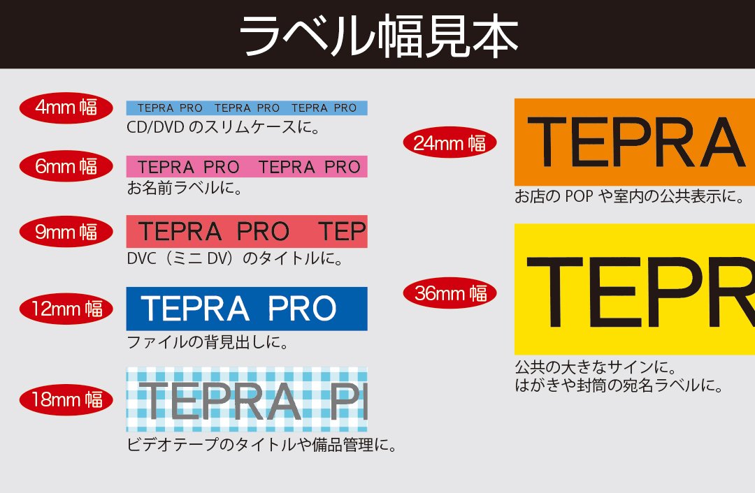 King Jim SMP12R [Genuine] Tepra PRO Tape Cartridge Color Label (Pearl) 0.5 inches (12 mm), Red Label/Black Character, Length 22.8 ft (8 m)