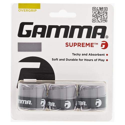 GAMMA Sports Supreme Overgrip for Tennis, Pickleball, Squash, Badminton, and Racquetball Racquets, 3 Count (Pack of 1), Black