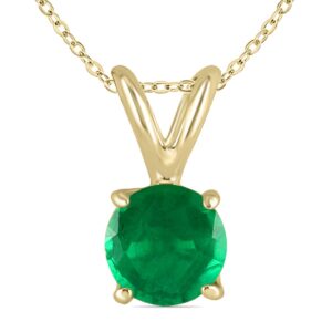 szul 4mm round emerald pendant in 14k yellow gold