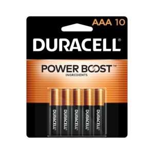 duracell coppertop aaa batteries with power boost ingredients, 10 count pack triple a battery with long-lasting power, alkaline aaa battery for household and office devices