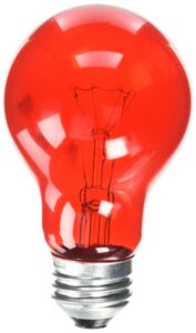 westinghouse 0344600, 25 watt, 120 volt trans incandescent a19 light bulb-2500 hours, 1 pack, transparent red