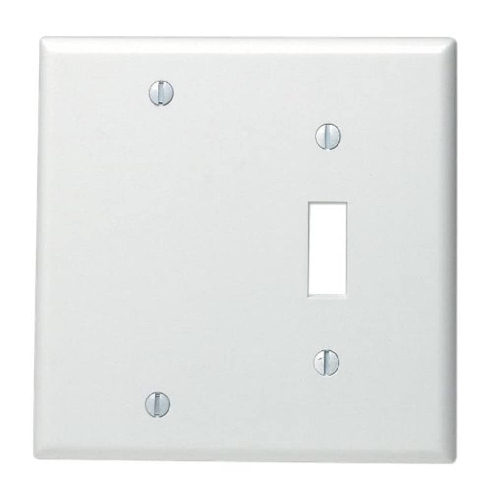 Leviton 88006 2-Gang 1-Toggle 1-Blank Device Combination Wallplate, Standard Size, Thermoset, Box Mount, White