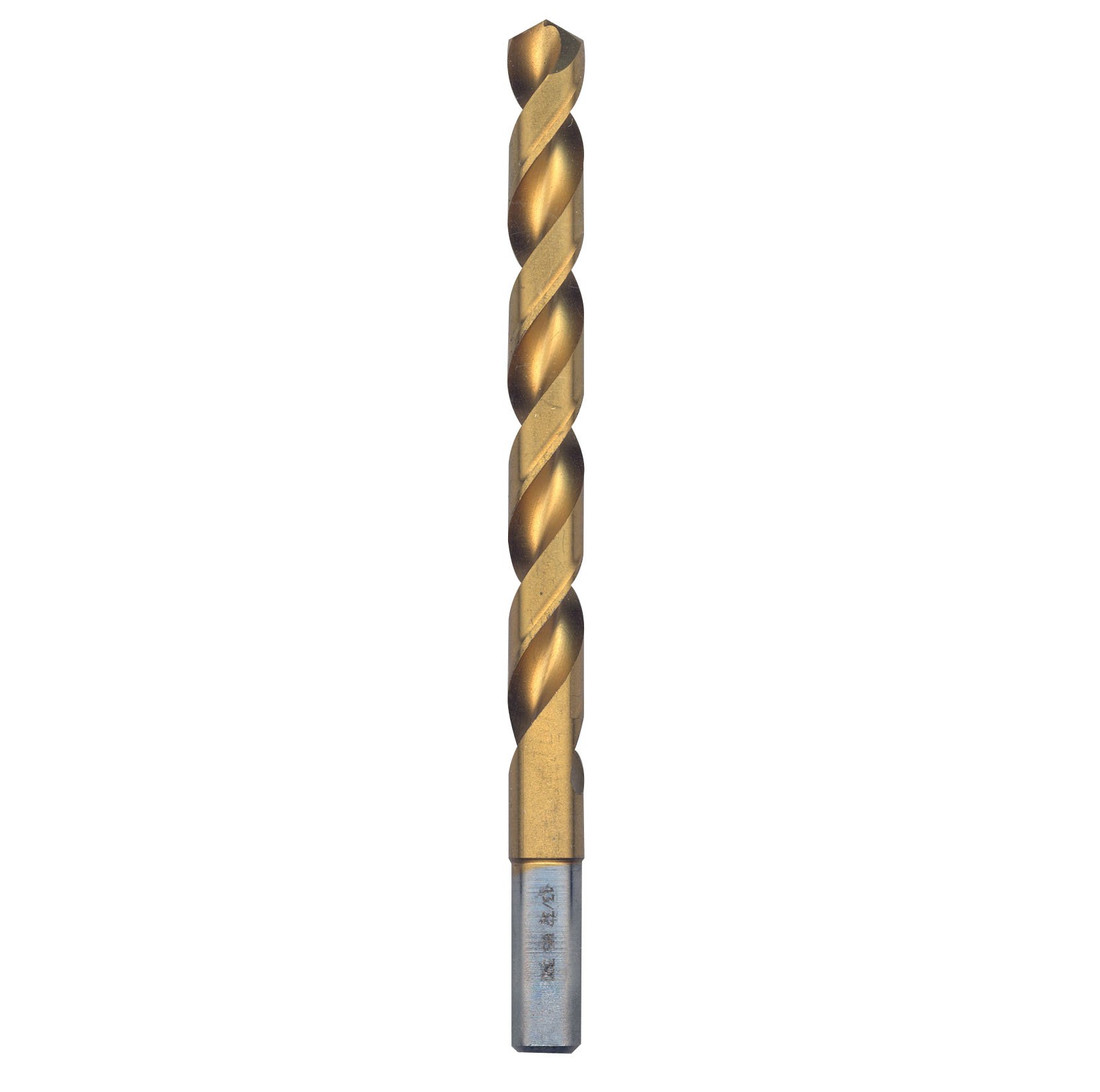 BOSCH TI2153 1-Piece 13/32 In. x 5-1/4 In. Titanium Nitride Coated Metal Drill Bit with 3/8 In. Reduced Shank for Applications in Heavy-Gauge Carbon Steels, Light Gauge Metal, Hardwood