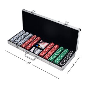 Poker Chip Set - 11.5g Poker Set with Cards, Buttons, Carrying Case, and 500 Poker Chips for Texas Hold'em and Blackjack Games by Trademark Poker