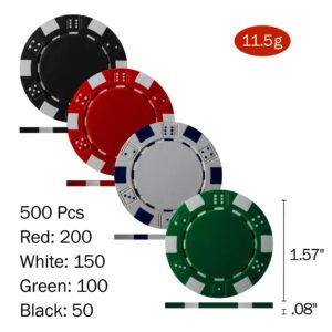 Poker Chip Set - 11.5g Poker Set with Cards, Buttons, Carrying Case, and 500 Poker Chips for Texas Hold'em and Blackjack Games by Trademark Poker