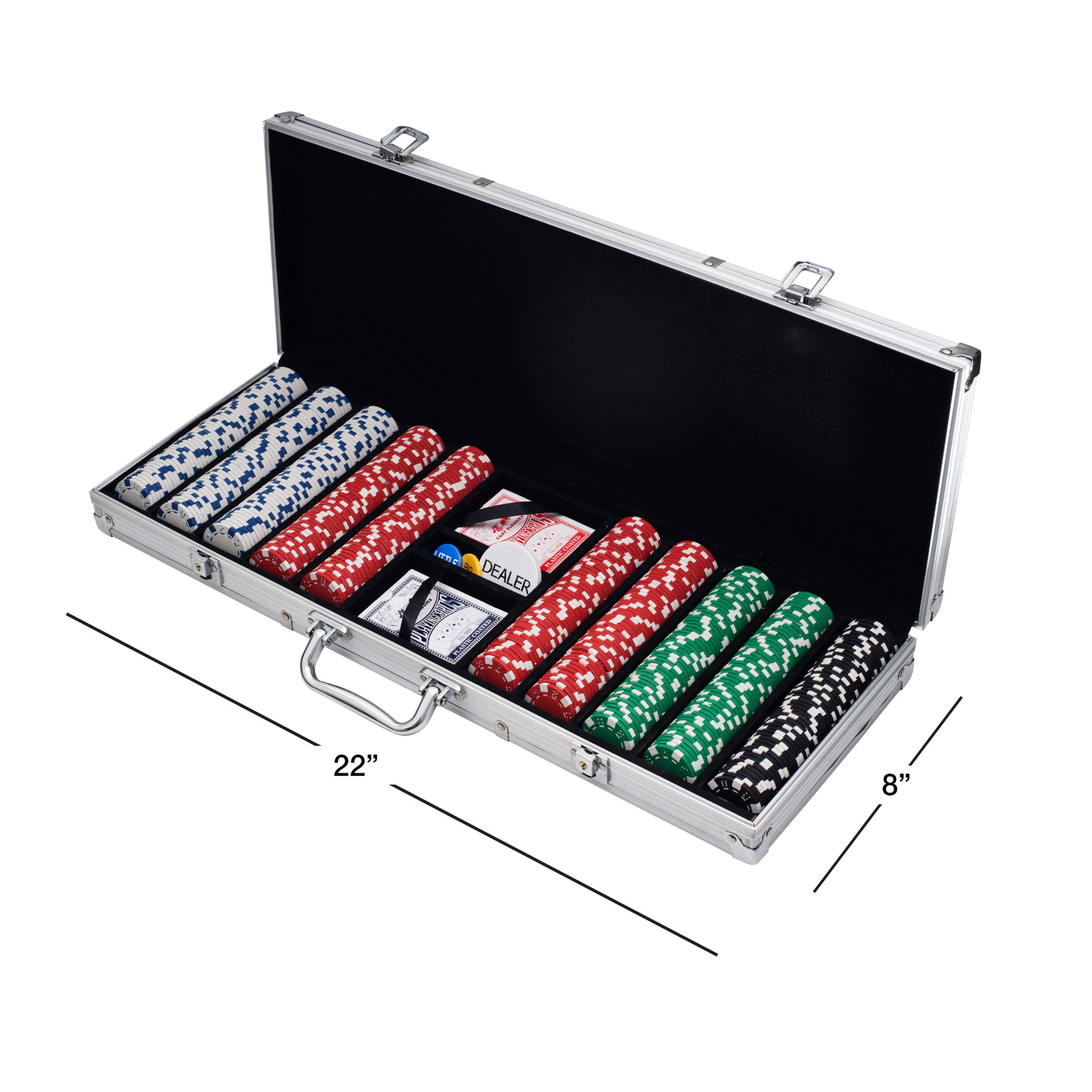 Poker Chip Set - 11.5g Poker Set with Cards, Buttons, Carrying Case, and 500 Poker Chips for Texas Hold'em and Blackjack Games by Trademark Poker