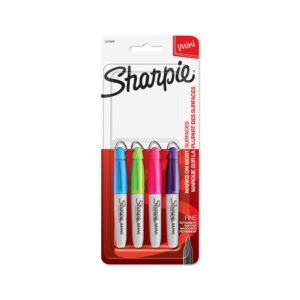 sharpie 35108pp mini permanent markers, fine point, vibrant colors, 4 count