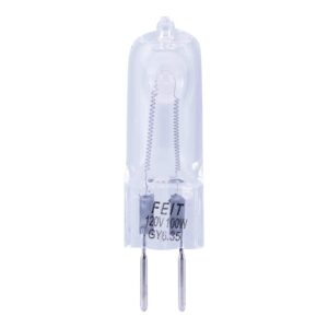 feit electric bpq100t4/jcd/rp 100 watt warm white t4 dimmable halogen light bulb, 3000k warm white, 1.5" h x 0.5" d