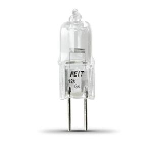 feit electric bpq20t3/rp 20-watt t3 halogen bulb with g4 bi-pin base, clear, 2800k warm white, 1.3" h x 0.3" d