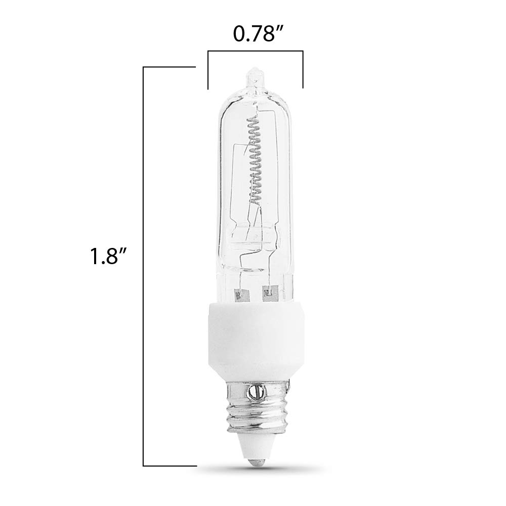 Feit Electric BPQ50/CL/MC/RP 50-Watt T3 Halogen Bulb with Mini Candelabra Base, Clear