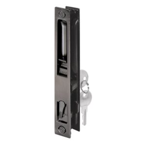 prime-line c 1033 diecast keyed patio sliding door handle set for 1 in. to 1-1/8 in. thick sliding glass doors, black (single pack)