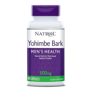 natrol, yohimbe bark capsules, men's health supplement, sexual health & vitality, 500 mg, 90 count