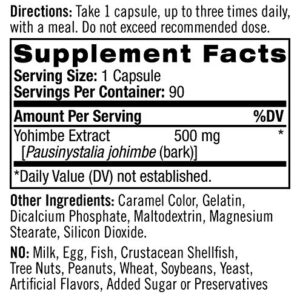 Natrol, Yohimbe Bark Capsules, Men's Health Supplement, Sexual Health & Vitality, 500 mg, 90 Count