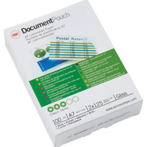 GBC Document Laminating Pouches A7 2X125 Micron Gloss (100 Pack)