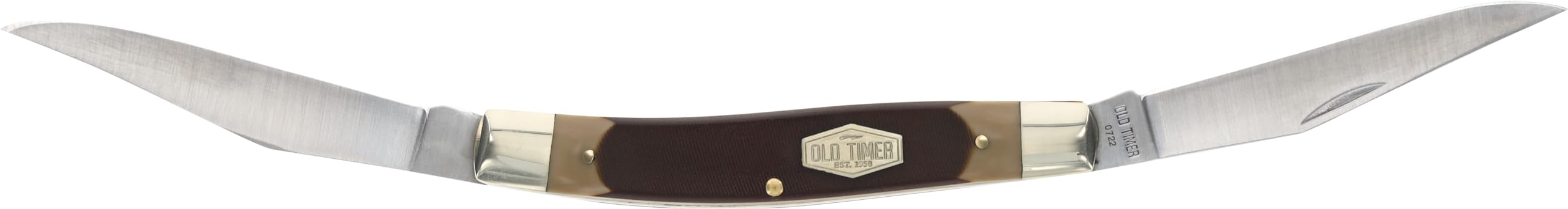 Old Timer 77OT Muskrat 6.9in Traditional Folding Pocket Knife with 2 High Carbon Stainless Steel Blades, Ergonomic Sawcut Handle, and Convenient Size for EDC, Hunting, Camping, Whittling, and Outdoors