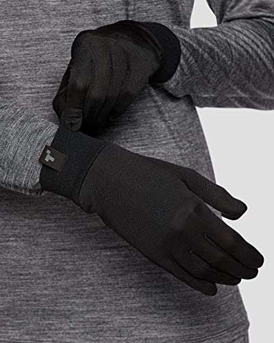 Terramar Standard Adult Thermasilk Liner Winter Gloves for Men and Women Skiing, Hikking, Cold Weather Activities, Black, Large