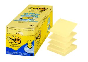 post-it pop-up notes, 3 in x 3 in, 18 pads, america's #1 favorite sticky notes, canary yellow, clean removal, recyclable (r330-18cp)