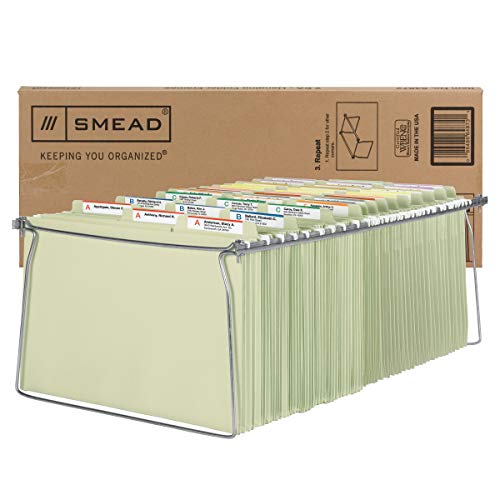 Smead Steel Hanging File Folder Frame, Legal Size, Gray, Adjustable Length 23" to 27", 2 per Pack (64873)