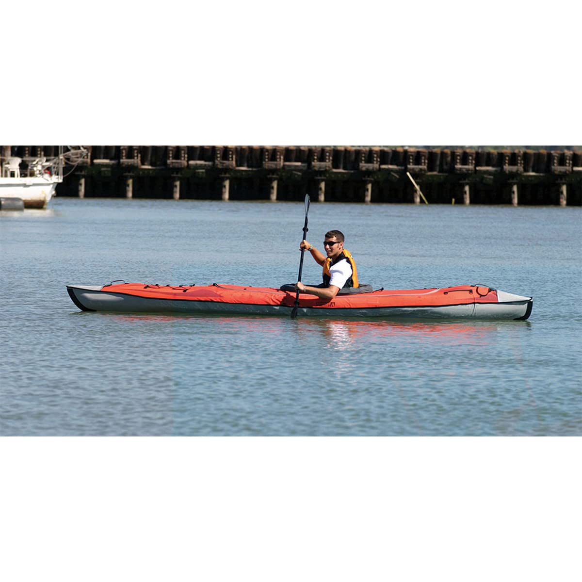 ADVANCED ELEMENTS AE1007-R AdvancedFrame Convertible Inflatable Kayak, 15', Red