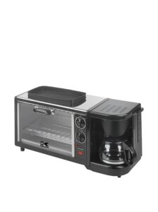 kalorik breakfast set: 3-in-1 coffee maker/oven/griddle, stainless/black