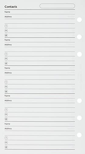 FILOFAX Name/Address/Telephone Refill for Personal & Personal Compact Size, 20 Sheets, White (B130201)