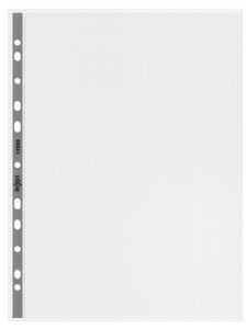 rexel nyrex premium a4 punched pocket with grey spine, clear, left opening, pack of 25, 12203