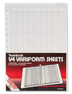 rexel twinlock variform v4 cash refill sheets 6 columns (75 sheets),white