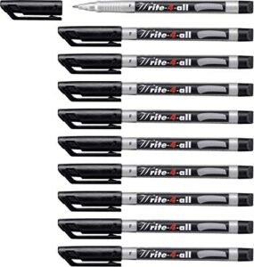 stabilo write-4-all permanent marker pen waterproof 0.7mm line black ref 156-46 [pack of 10]