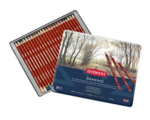 derwent colored drawing pencils, metal tin, 24 count (0700672)