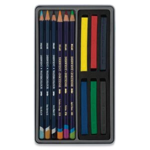 derwent colored pencils, watercolor, water color pencils, drawing, art, metal tin, 12 count (0700303),blue