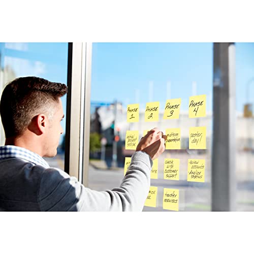 Post-it Super Sticky Notes, 24 Sticky Note Pads, 3 x 3 in., School Supplies, Office Products, Sticky Notes for Vertical Surfaces, Monitors, Walls and Windows, Canary Yellow