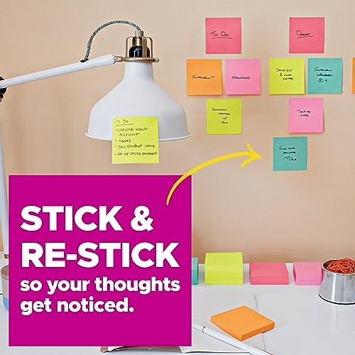 Post-it Super Sticky Notes, 24 Sticky Note Pads, 3 x 3 in., School Supplies, Office Products, Sticky Notes for Vertical Surfaces, Monitors, Walls and Windows, Canary Yellow