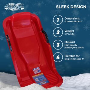 Flexible Flyer Winter Heat Snow Sled. Plastic Sno Slider Bobsled, 38 x 18 x 7 inches