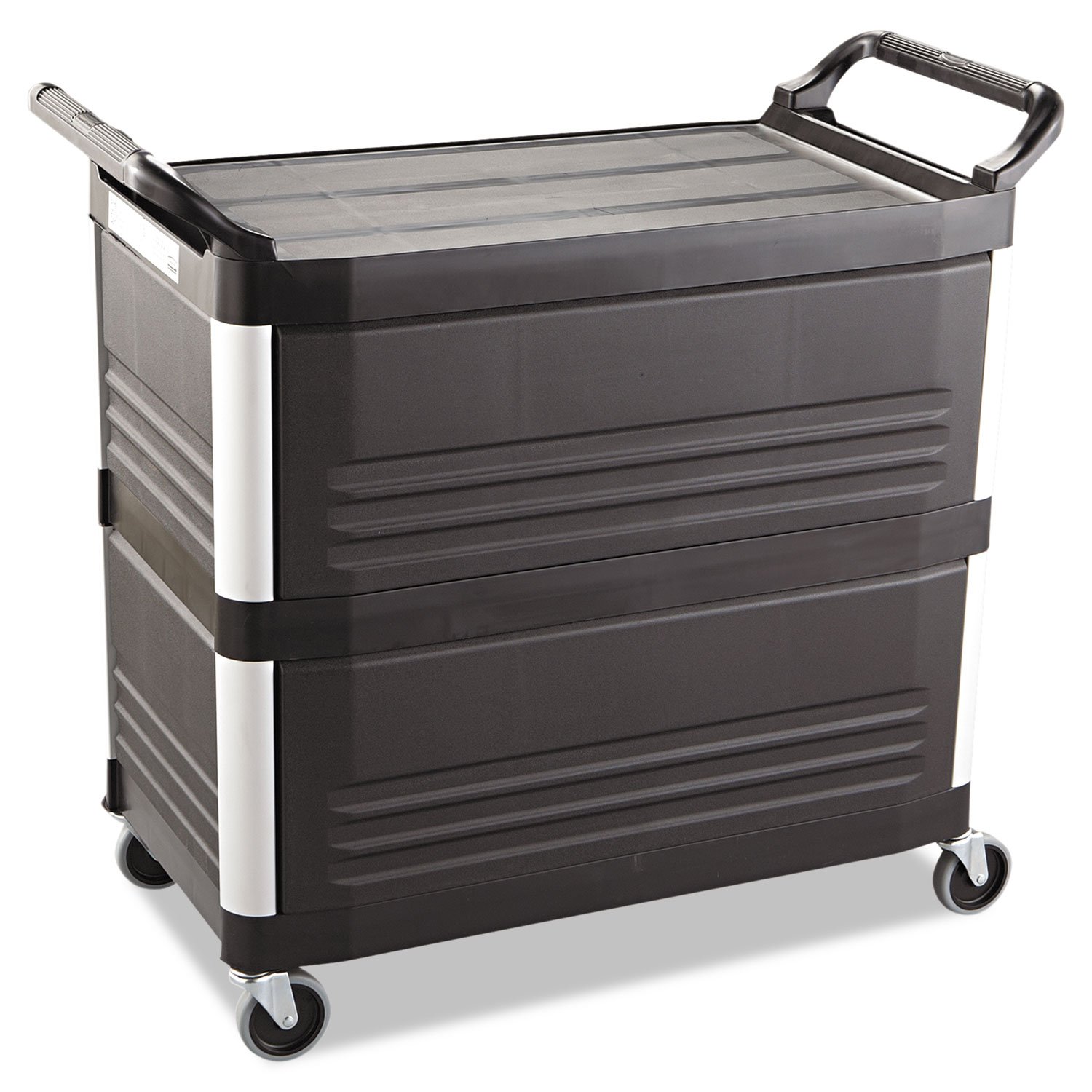 Rubbermaid Commercial Products Xtra Utility Cart with Wheels, 300-Pound Capacity, 20w x 40-5/8d x 37-4/5h, Black, Three Shelf Cart for Kitchen/Restaurant/Cafeteria/School/Storage