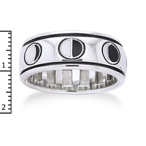 Sterling Silver Lunar Phases of the Moon Spinning Spin Band Ring Size 15(Sizes 4,5,6,7,8,9,10,11,12,13,14,15)