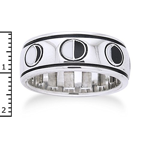 Sterling Silver Lunar Phases of the Moon Spinning Spin Band Ring Size 15(Sizes 4,5,6,7,8,9,10,11,12,13,14,15)