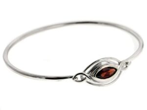 elliptical classic sterling silver bangle bracelet with a 1ct garnet gemstone