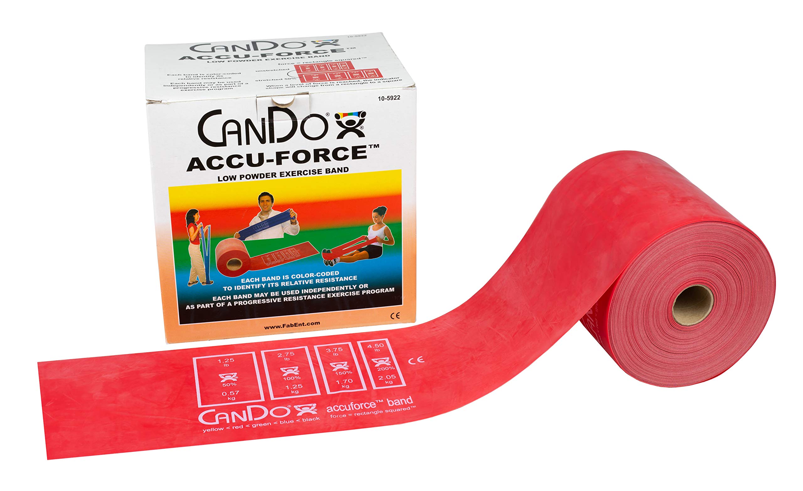 CanDo 10-5922 AccuForce Exercise Band, 50 yd Roll, Red-Light