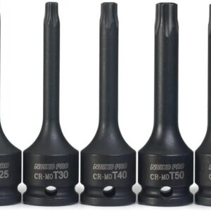 NEIKO 01132B 3/8” Drive Torx Star Driver Bit Socket Set | 7 Piece | T20 to T60 | 3” Length | Cr-Mo Impact Grade