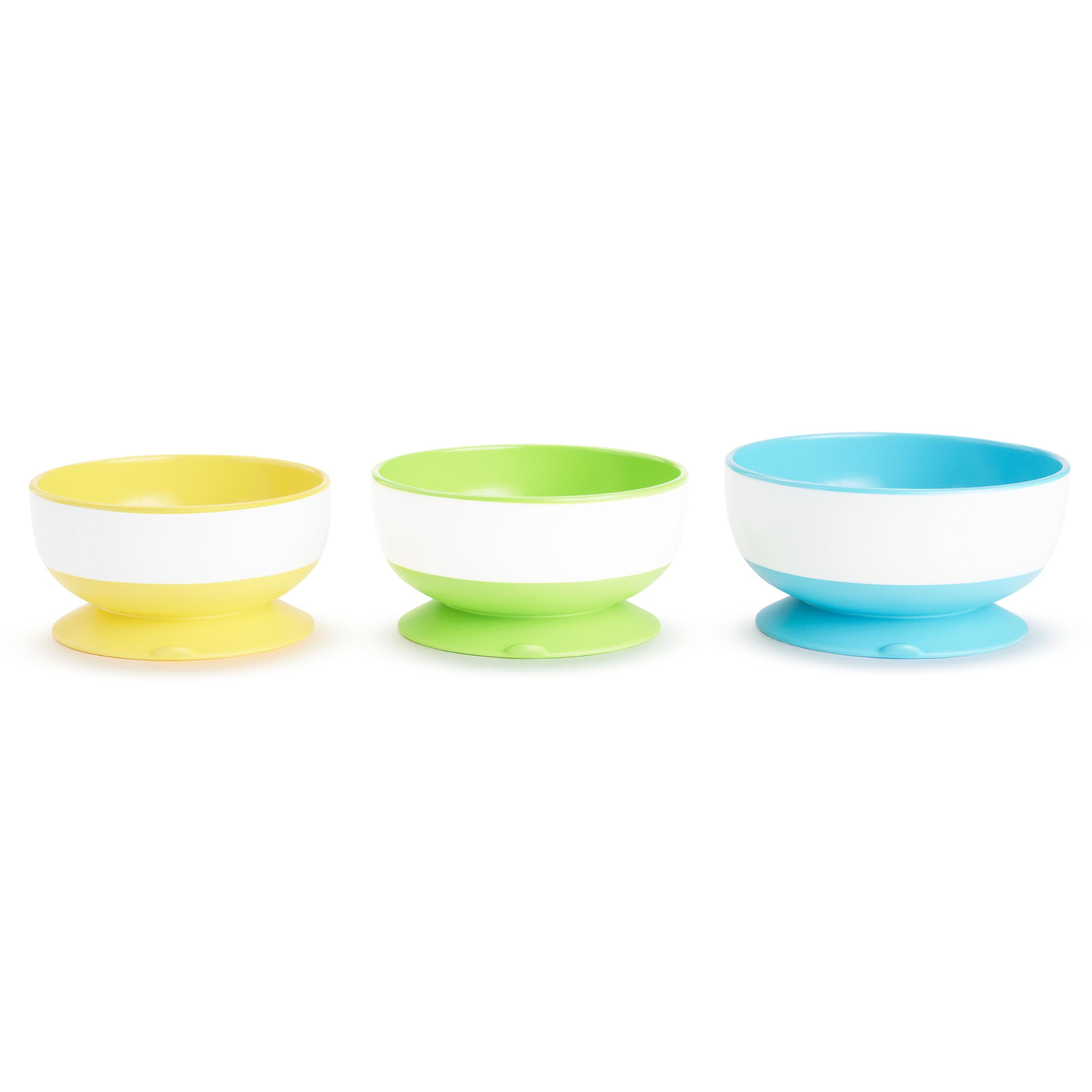 Munchkin® Stay Put™ Suction Bowls for Babies and Toddlers, 3 Pack, Blue/Green/Yellow