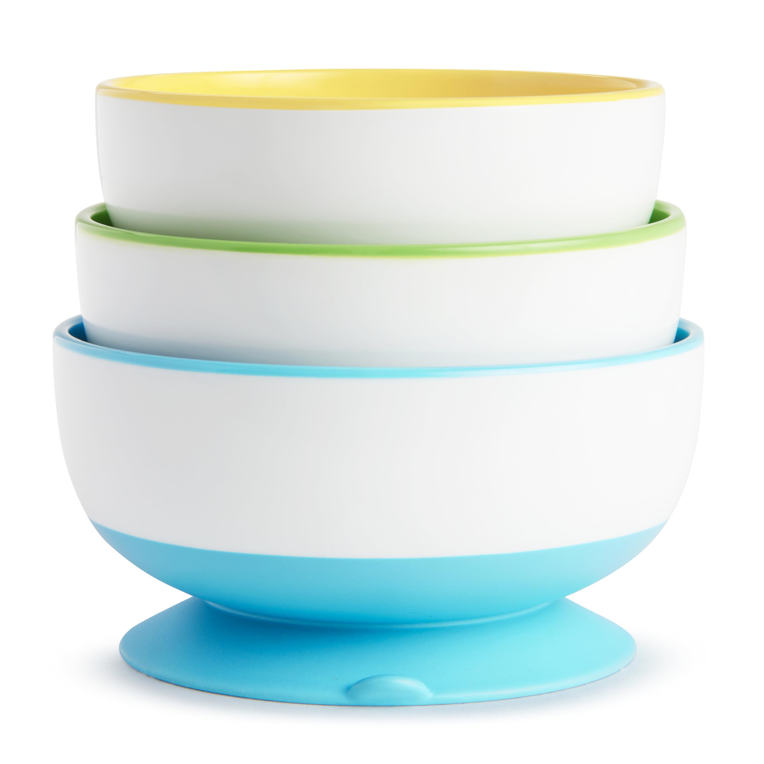 Munchkin® Stay Put™ Suction Bowls for Babies and Toddlers, 3 Pack, Blue/Green/Yellow