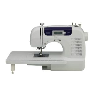 brother sewing and quilting machine, cs6000i, 60 built-in stitches, 2.0" lcd display, wide table, 9 included sewing feet, beige/blue