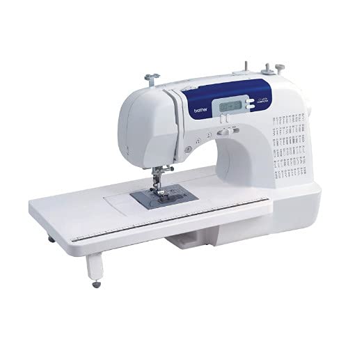 Brother Sewing and Quilting Machine, CS6000i, 60 Built-in Stitches, 2.0" LCD Display, Wide Table, 9 Included Sewing Feet, Beige/Blue