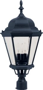 maxim 1007bk i westlake collection 28 inch three-light dimmable and led compatible outdoor pole/post lantern - black finish i 120 watts i modern contemporary light fixture i